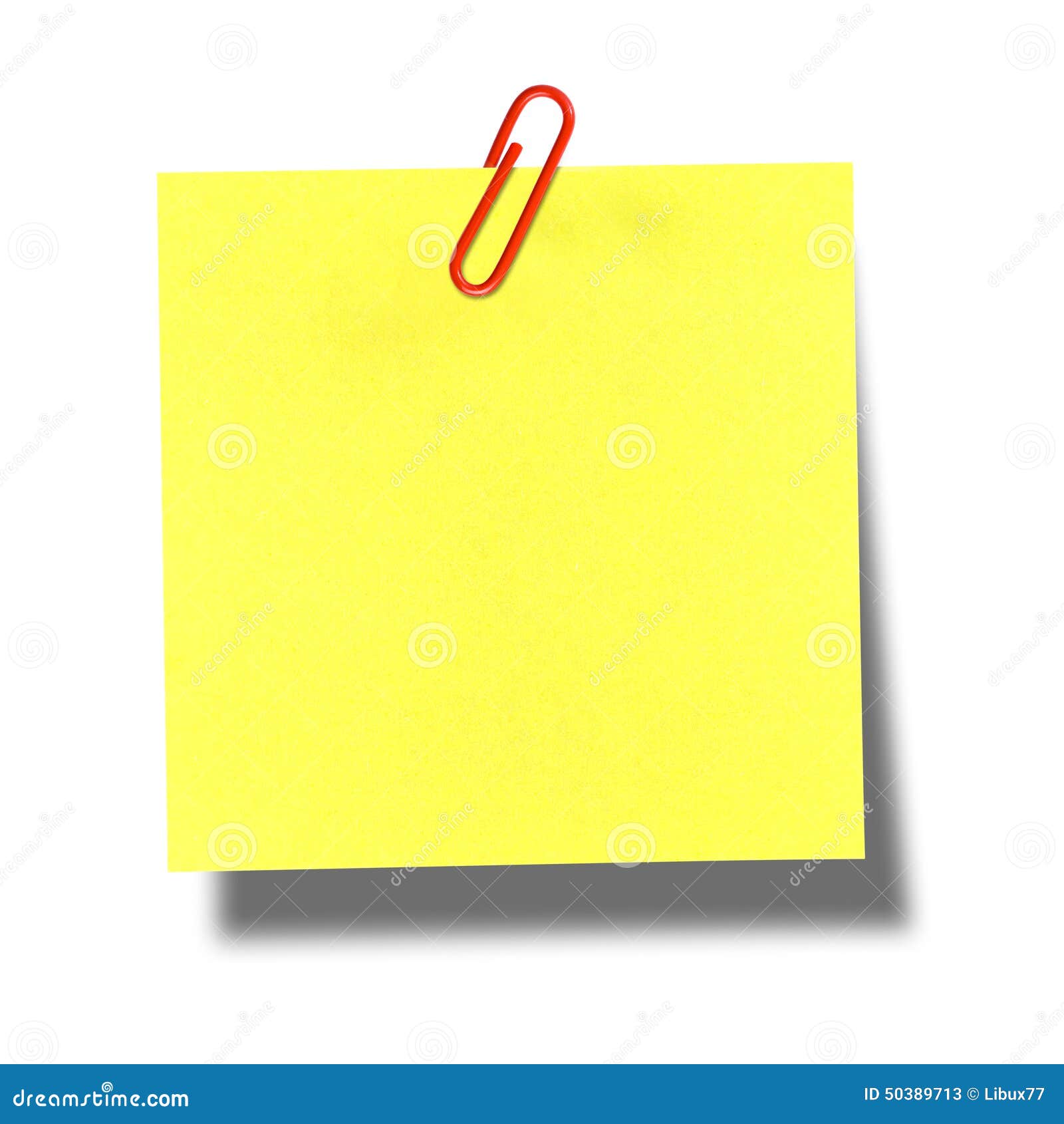 Yellow Post-it Red Paper Clip Stock Image - Image of clip, accessory ...