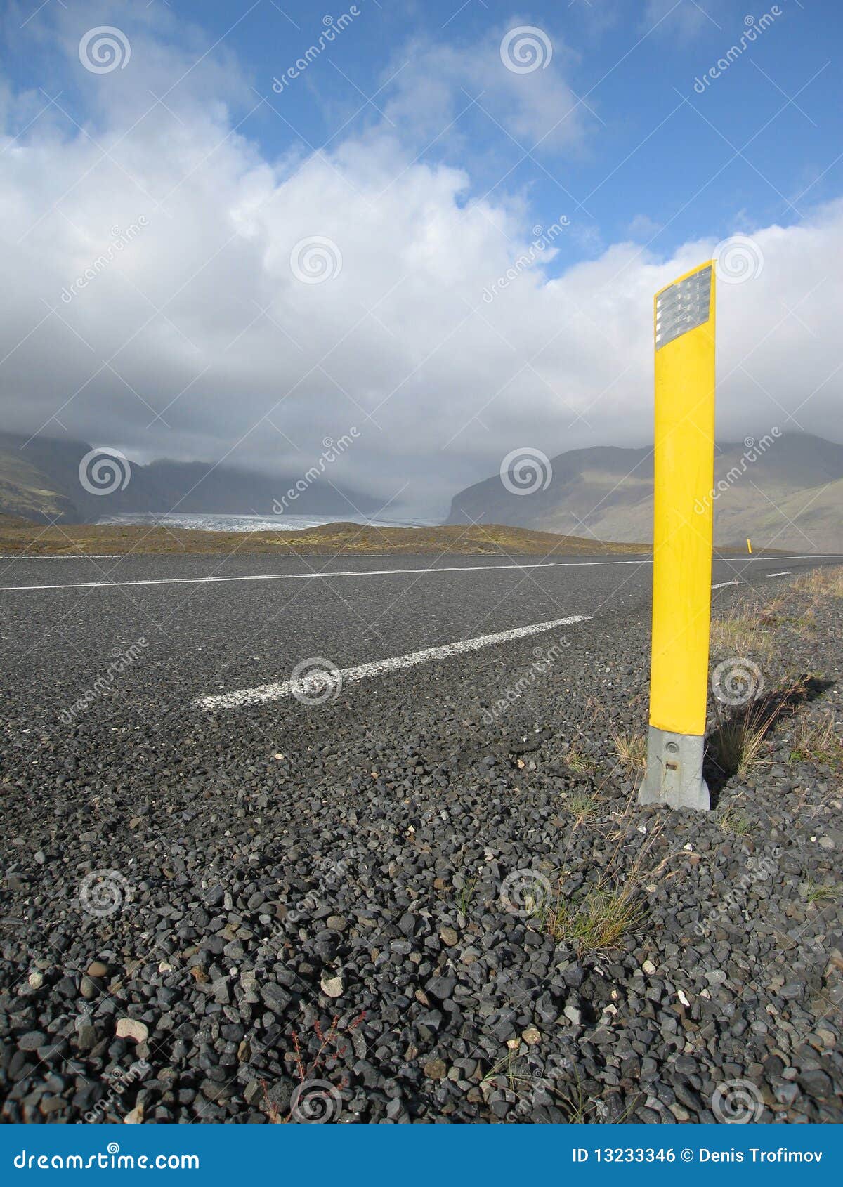 Yellow post on the road stock photo. Image of grass, nature - 13233346