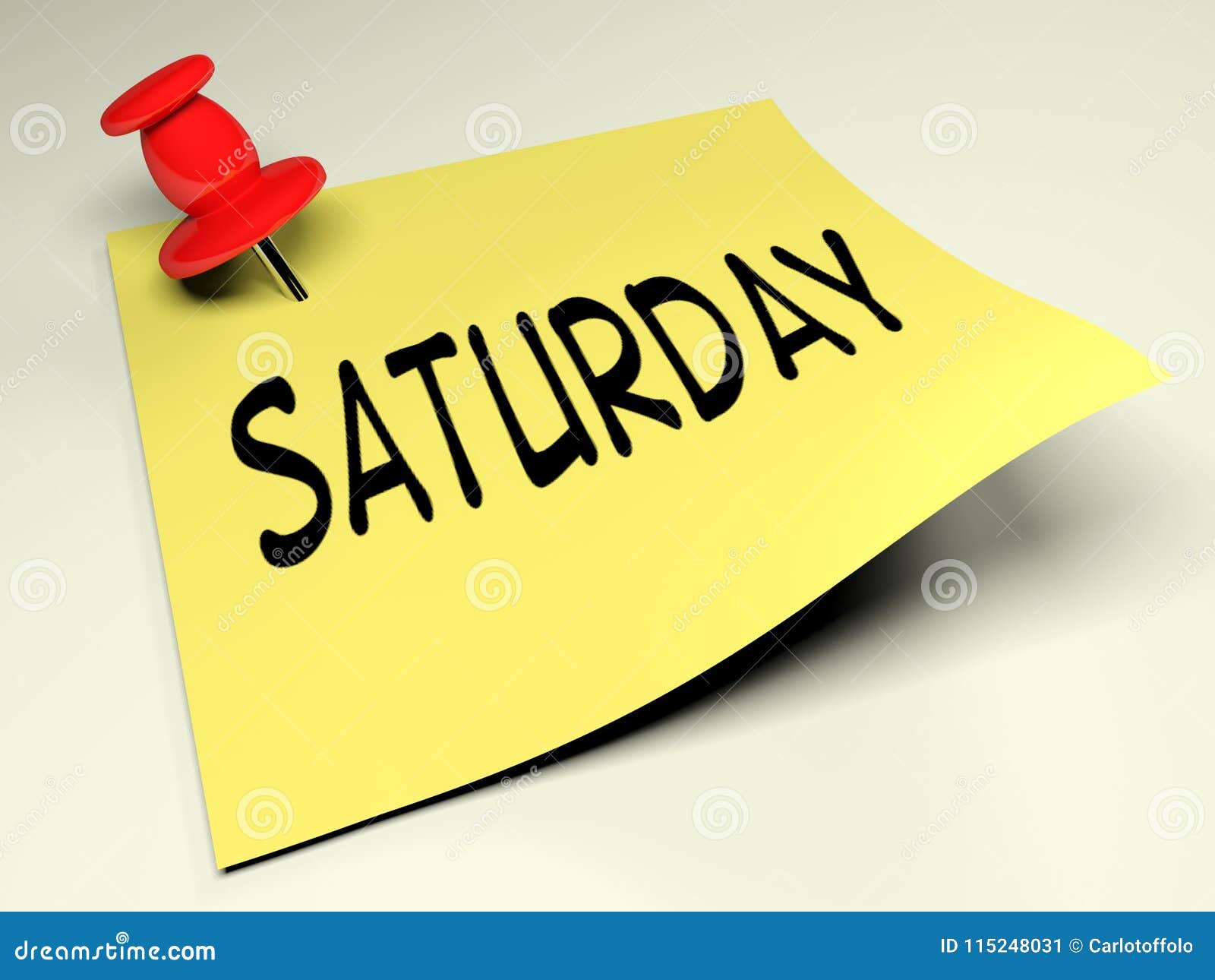 Yellow Post with the Write Saturday- 3D Rendering Stock Illustration ...