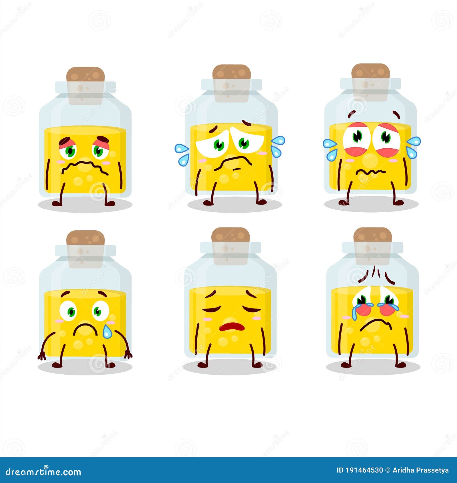 Yellow Potion Cartoon Character with Sad Expression Stock Vector ...