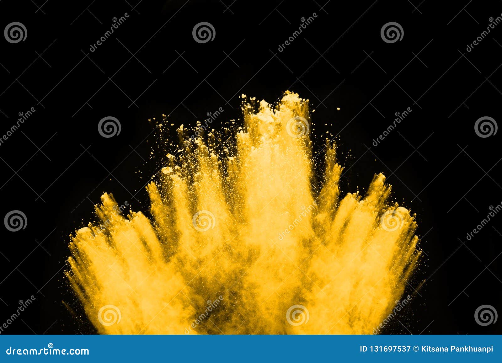 Yellow Powder Explosion on Black Background. Stock Image - Image of ...