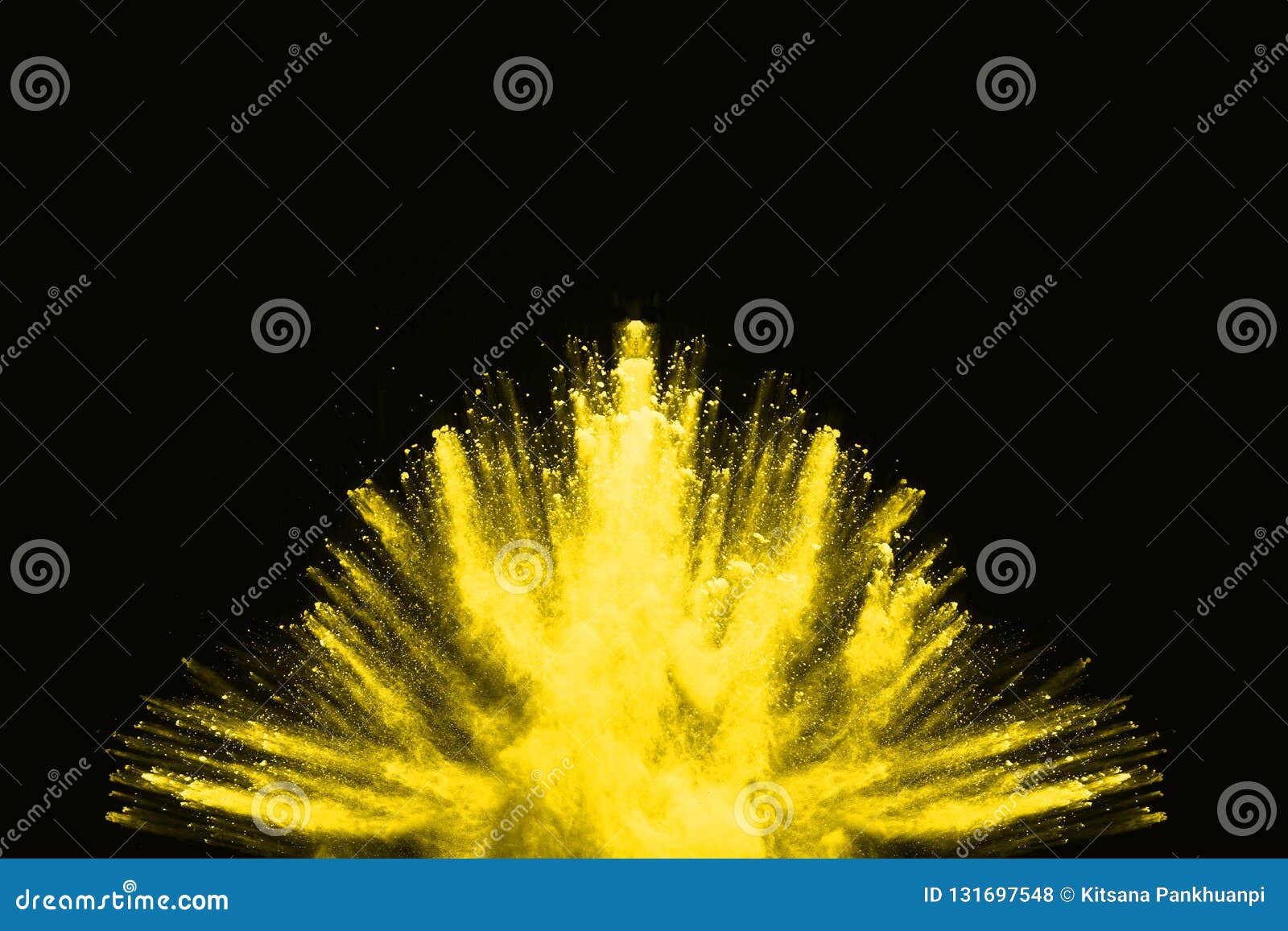 Yellow Powder Explosion on Black Background. Stock Photo - Image of ...