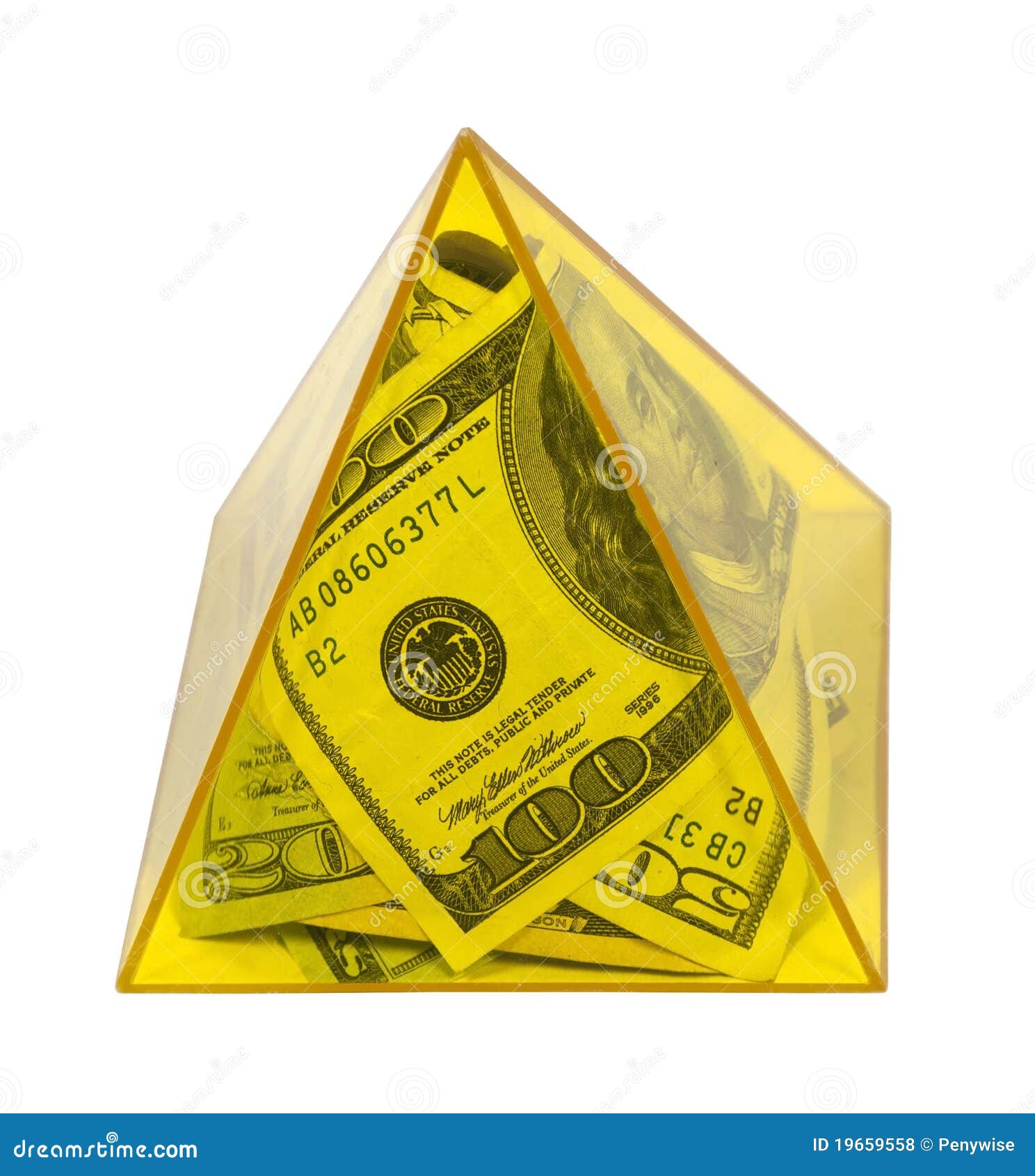 Yellow Power Pyramid of Money Stock Photo - Image of wealth ...