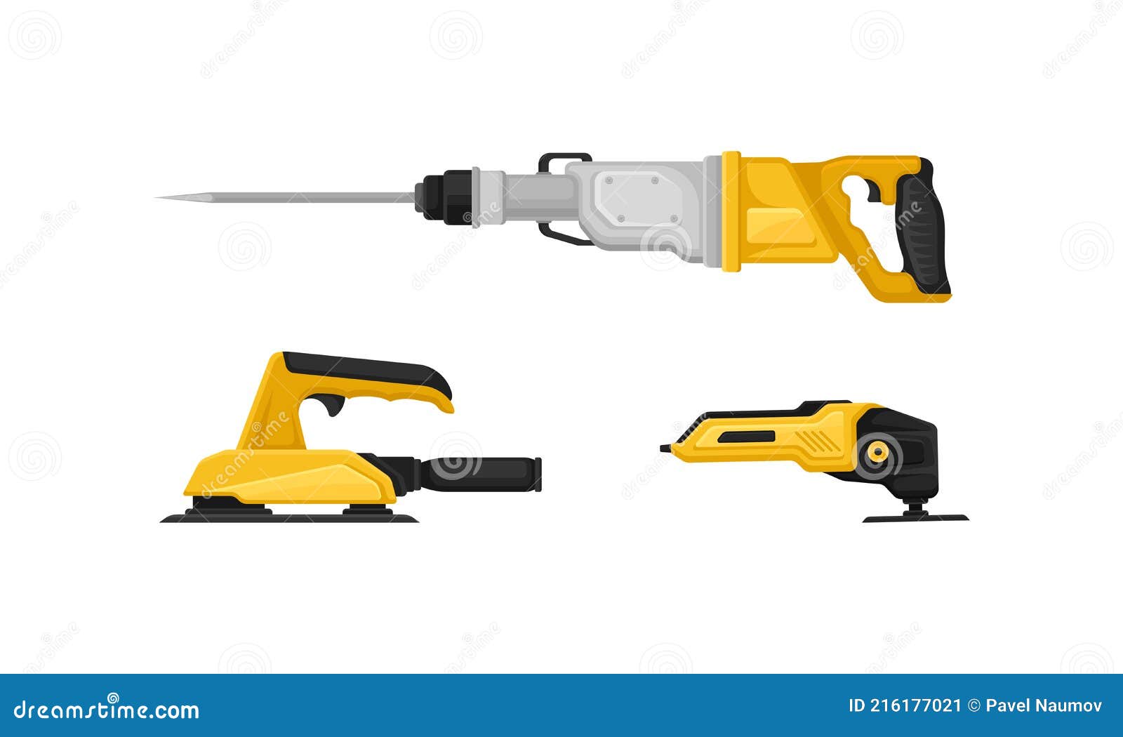 Yellow Power Tool for Construction Work Like Drilling, Shaping and ...