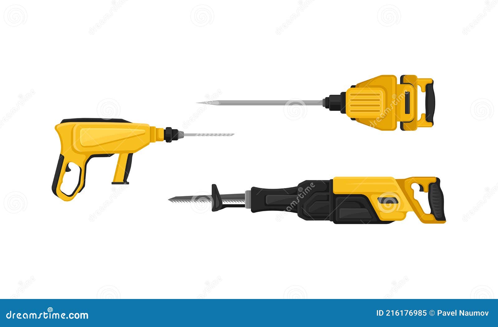 Yellow Power Tool for Construction Work Like Drilling Vector Set Stock ...