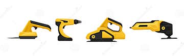 Yellow Power Tool for Construction Work Vector Set Stock Vector ...