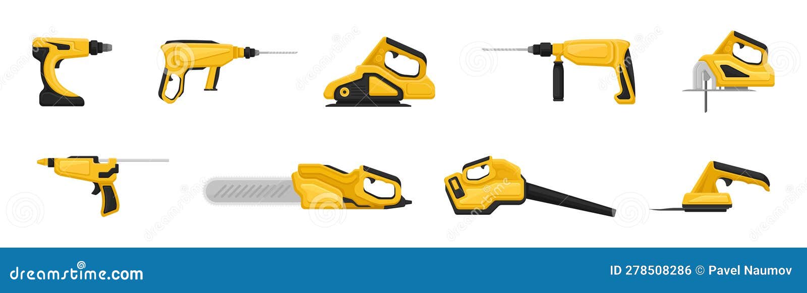 Yellow Power Tool For Construction Work Like Drilling And Cutting ...