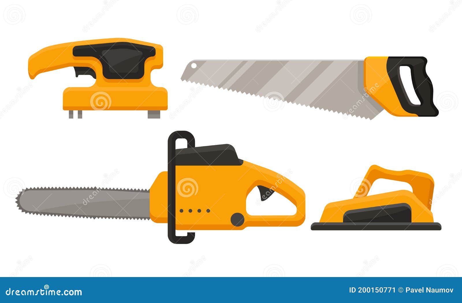 Yellow Power Tool For Construction Work Like Drilling Vector Set ...