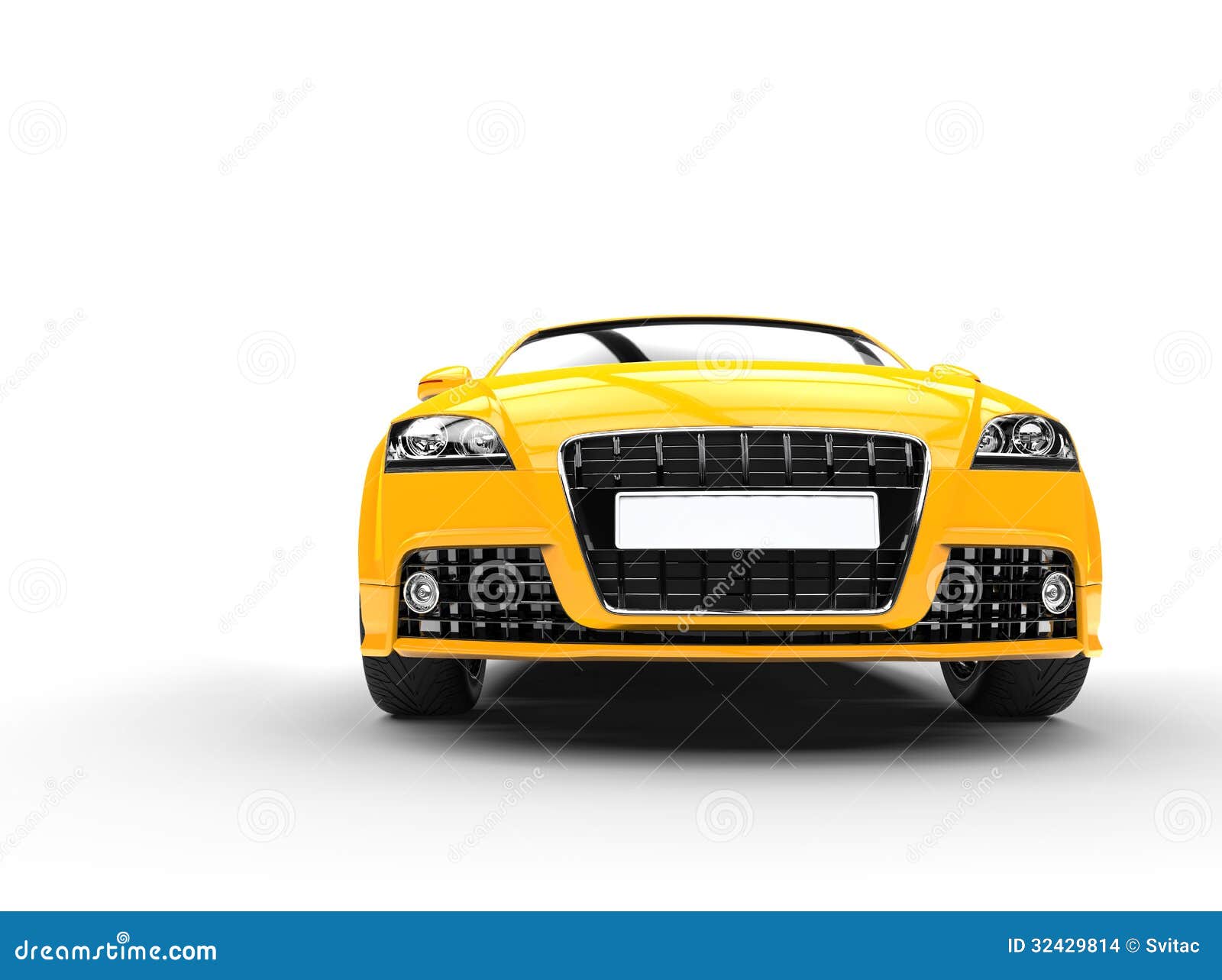 Yellow Powerful Car Front View Stock Illustration - Illustration of ...