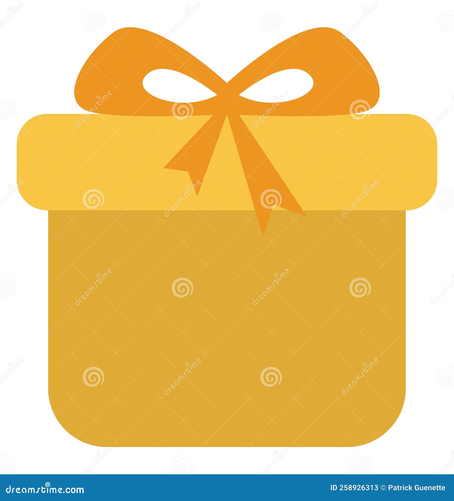 Yellow Present With Blue Baw And Ribbon. Flat, Cartoon, Vector ...