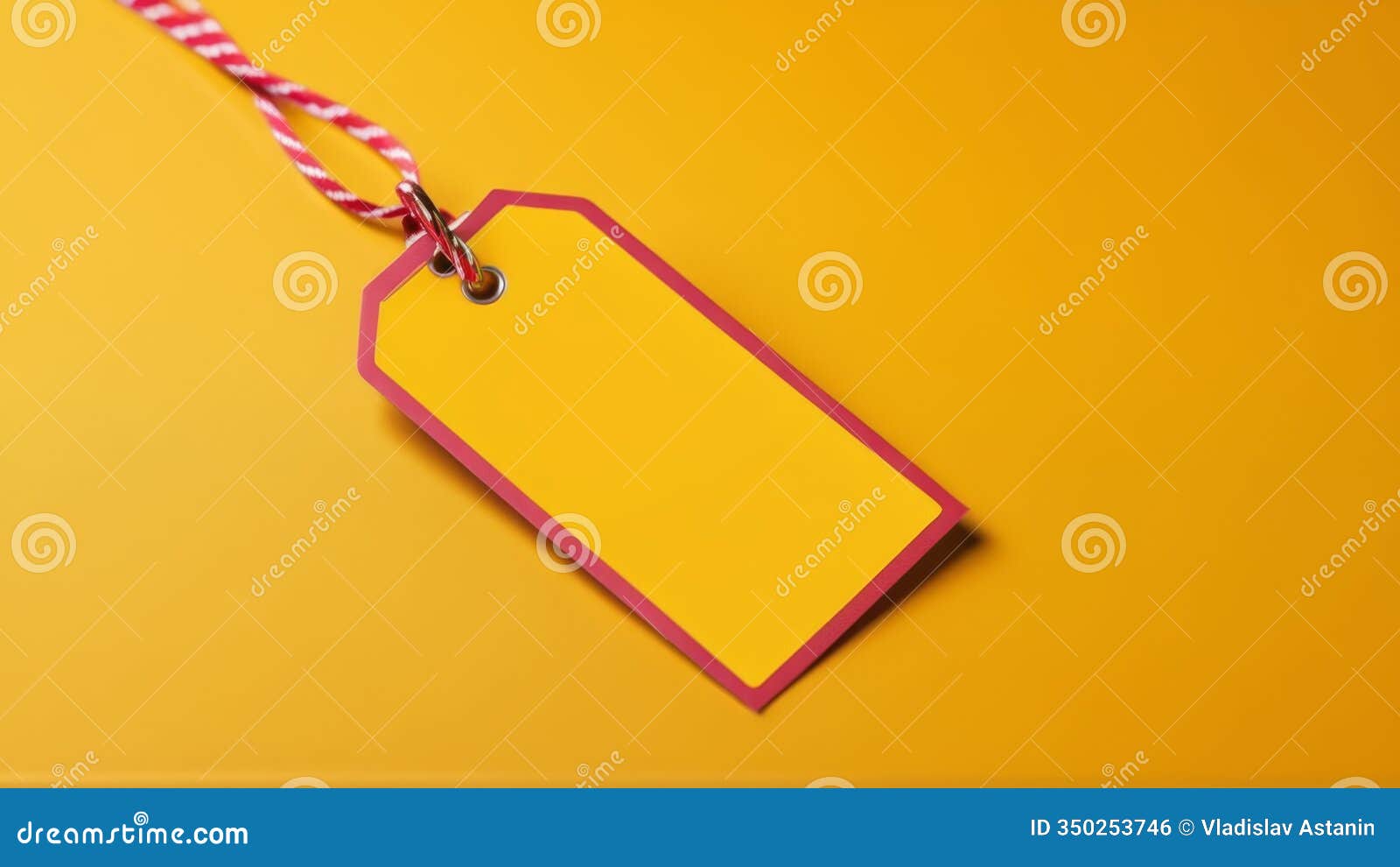 Yellow Price Tag Hanging on Yellow Wall Stock Photo - Image of rope ...