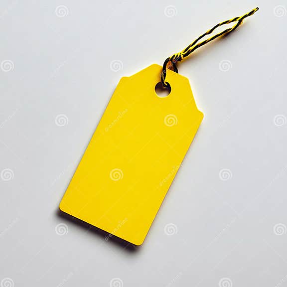 A Yellow Price Tag on a White Surface Stock Image - Image of shiny ...