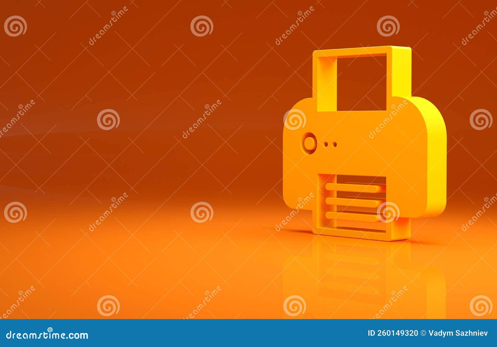 Yellow Printer Icon Isolated on Orange Background. Minimalism Concept ...