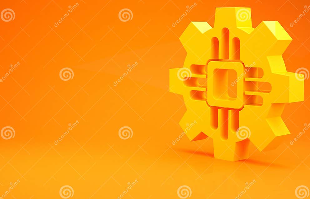 Yellow Processor Icon Isolated on Orange Background. CPU, Central ...
