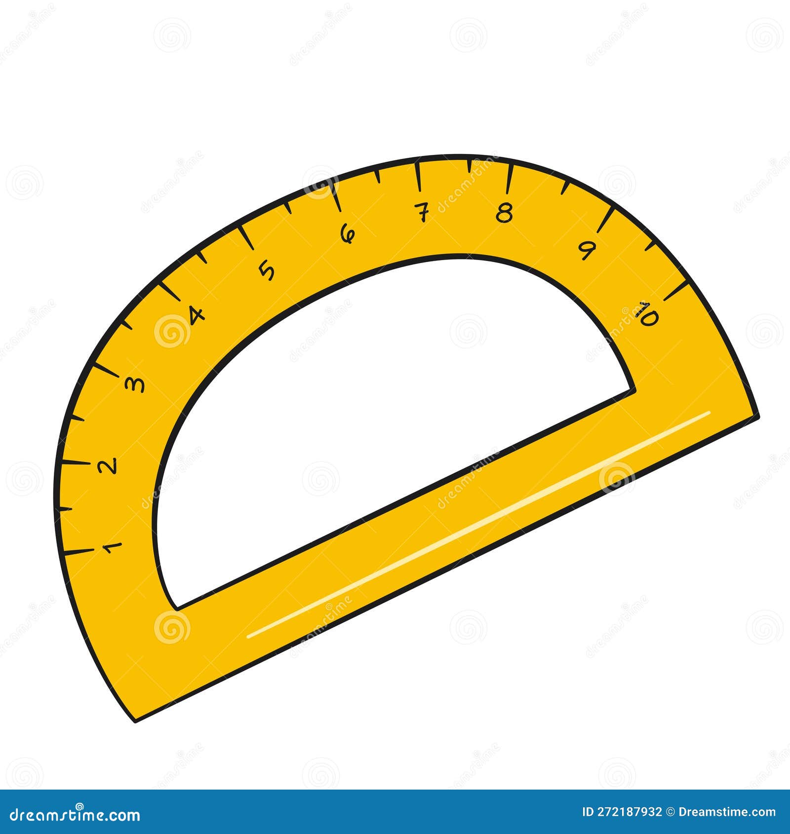 Yellow Protractor. Vector Illustration. Isolated on White Background Stock Vector - Illustration ...