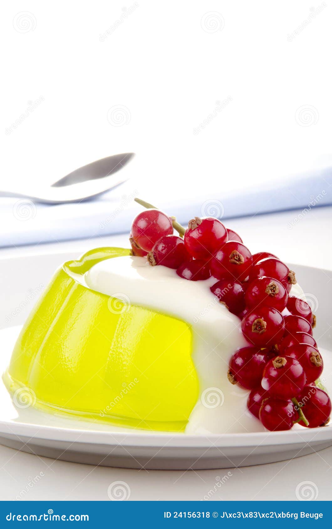 Yellow Pudding with Red Currants Stock Photo - Image of sweet, fruit ...