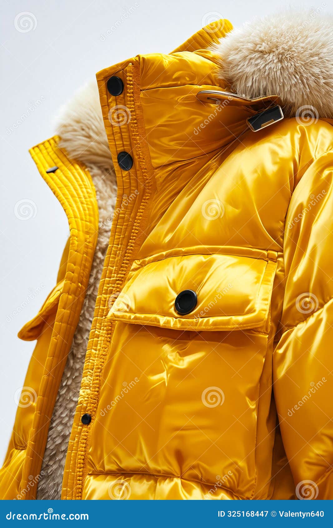 A Yellow Puffer Jacket with Fur Lining. Generative AI Stock Image ...