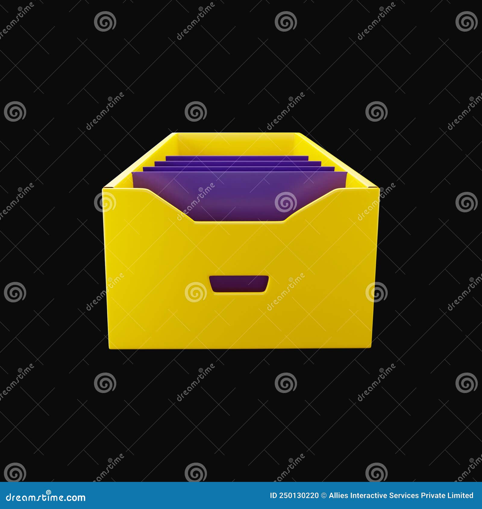 Yellow and Purple File Box 3D Icon on Black Stock Illustration ...