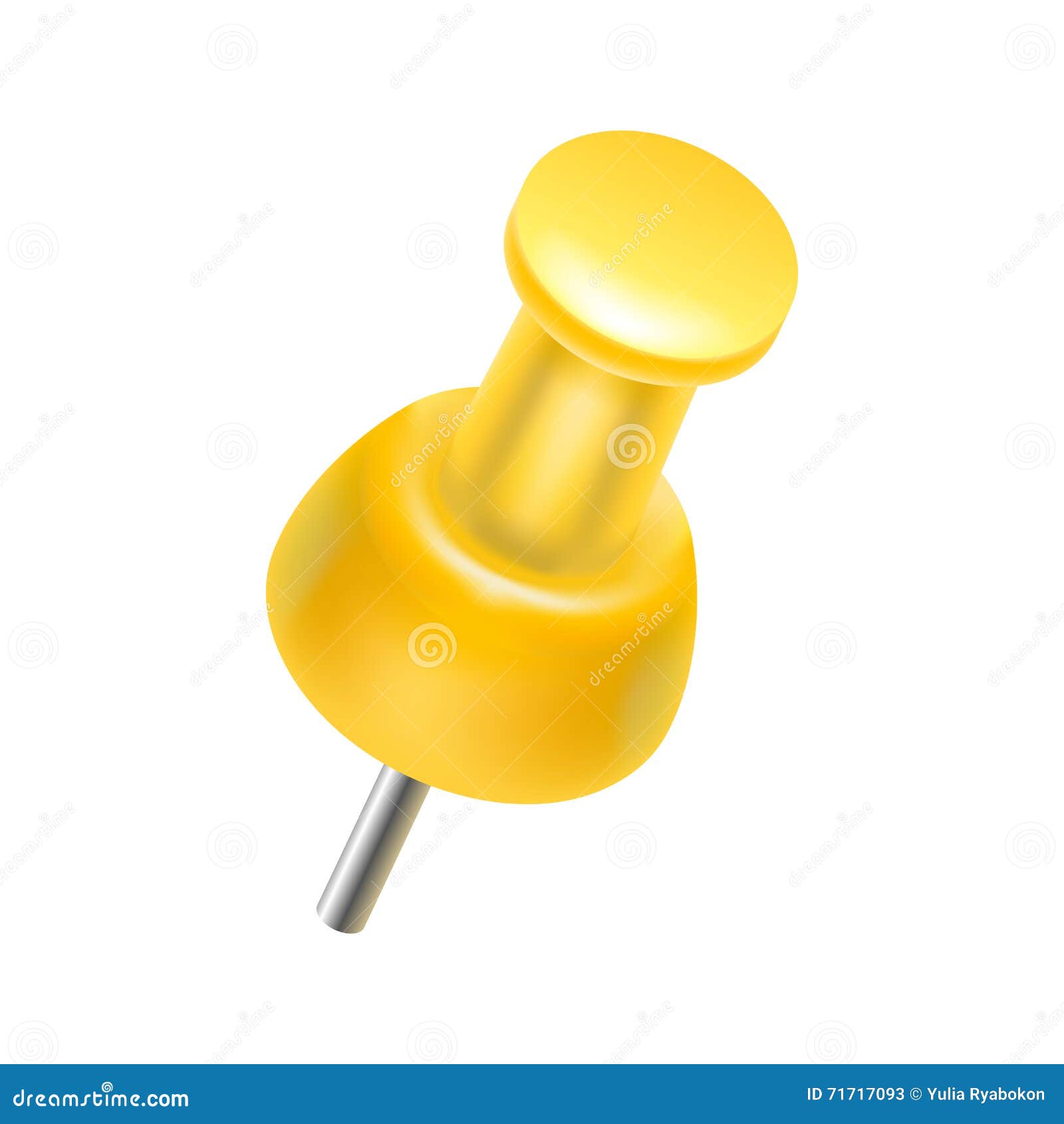 Yellow Push Pin Icon, Realistic Style Cartoon Vector | CartoonDealer ...
