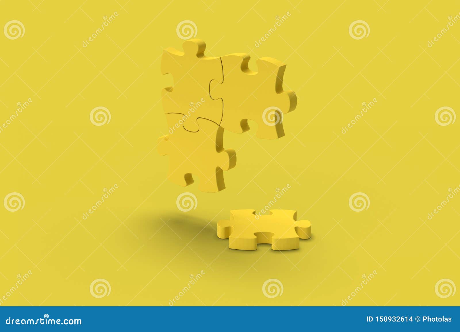 Yellow Puzzle on a Yellow Background. Abstract Image. Minimal Concept ...