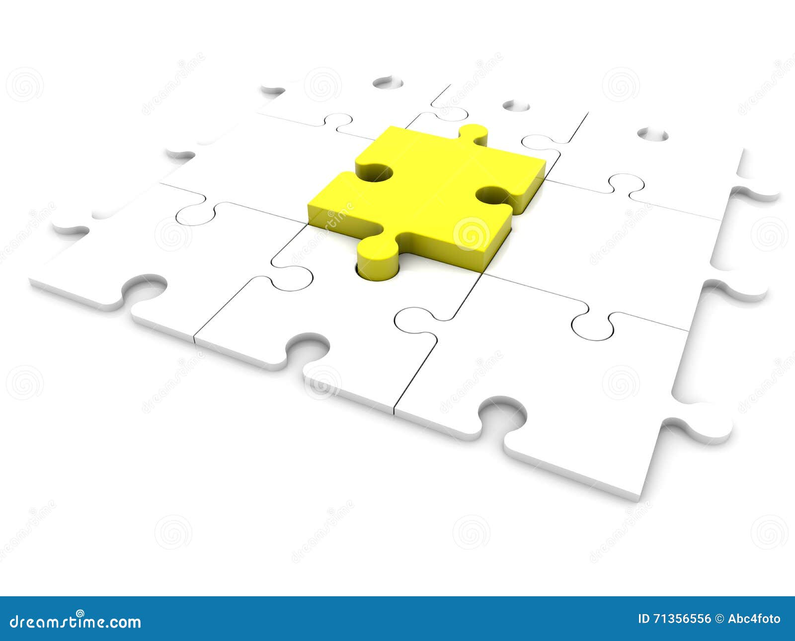 Yellow Puzzle Piece on White Puzzle Pieces Stock Illustration ...