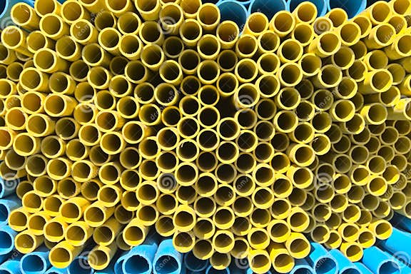Yellow PVC Pipe for Electrical Work Stock Photo - Image of supply ...