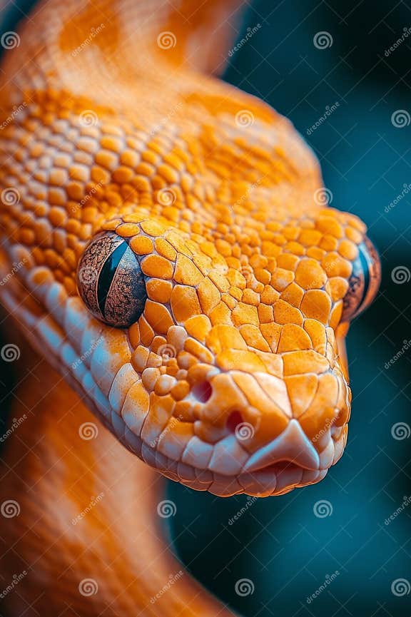 Yellow Python Curled Up Resting on a Branch Stock Illustration ...