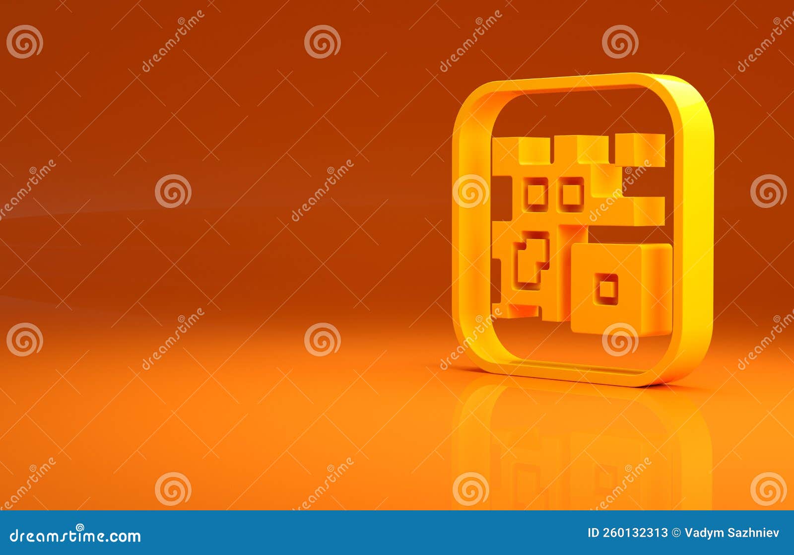 Yellow QR Code Sample for Smartphone Scanning Icon Isolated on Orange ...