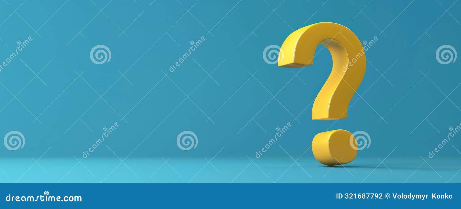 Yellow Question Mark on Blue Background, 3d Illustration. Inquiry and ...
