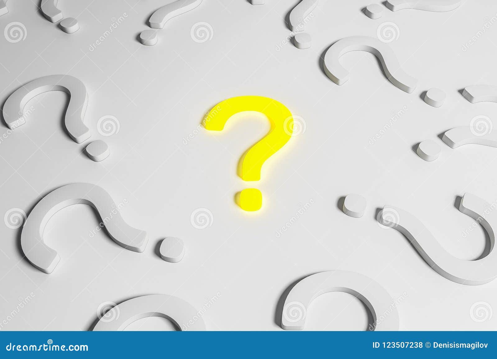 Yellow Question Mark among Other Ones on White Stock Illustration ...