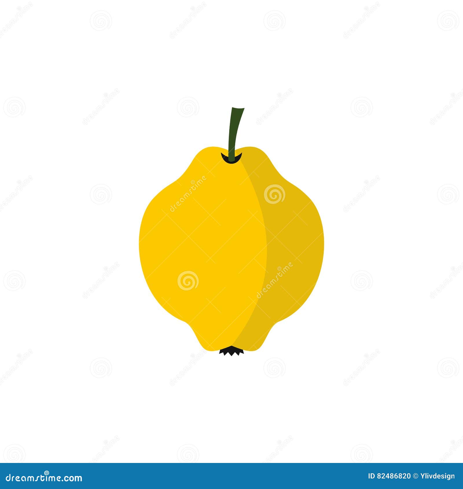 Yellow Quince Fruit Icon, Flat Style Stock Vector - Illustration of ...