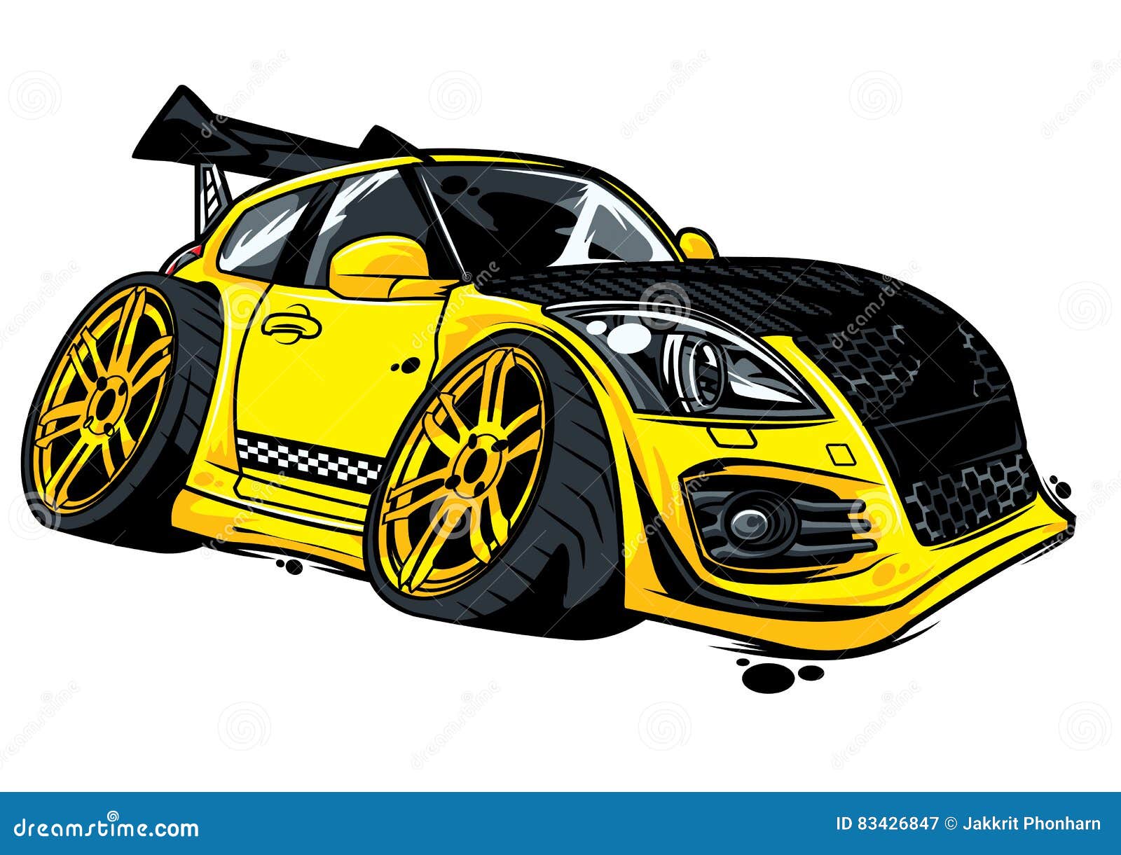 Yellow racing car stock vector. Illustration of racing - 83426847
