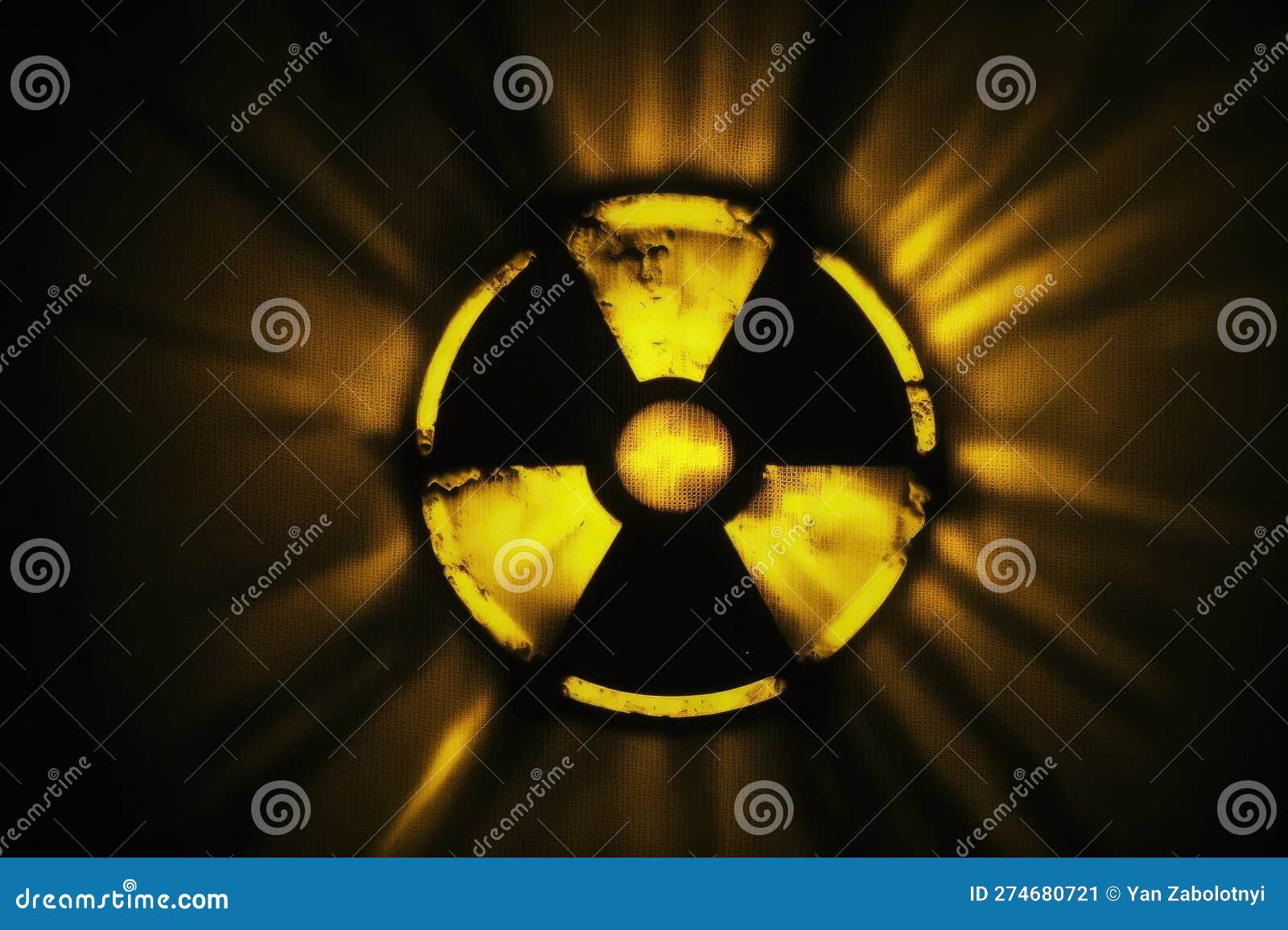 Yellow Radiation Symbol on Black Background. Generative AI Stock ...