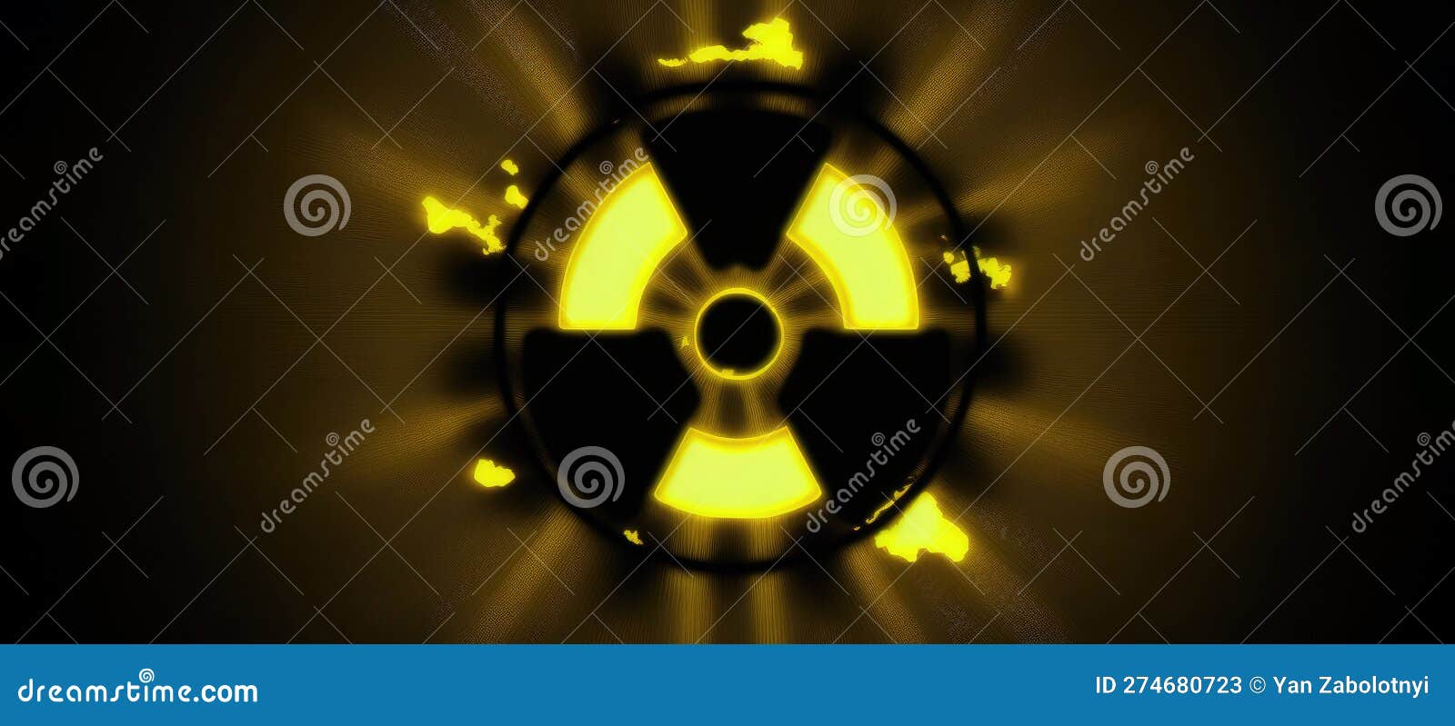 Yellow Radiation Symbol on Black Background. Generative AI Stock ...