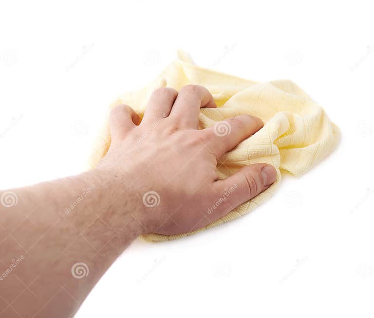 Yellow Rag Over White Isolated Background Stock Photo - Image of ...