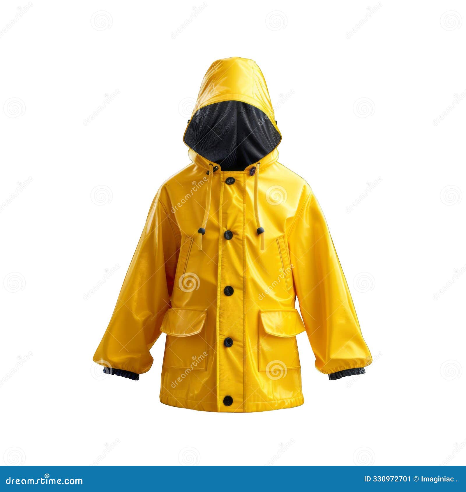 Yellow Raincoat with Black Hood and Buttons Stock Illustration ...