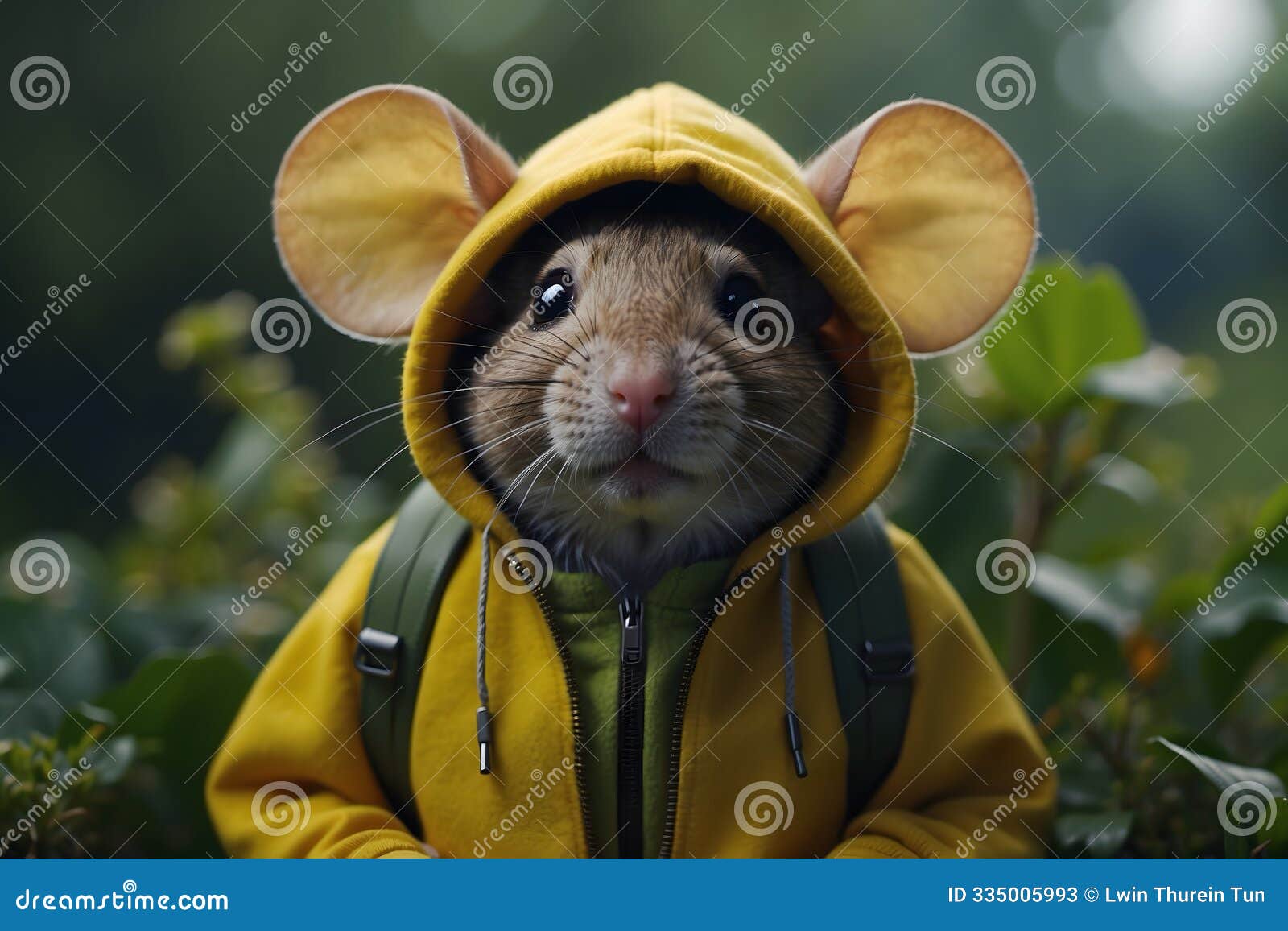 A Sad Tiny Mouse in the Hoddie Stock Illustration - Illustration of ...
