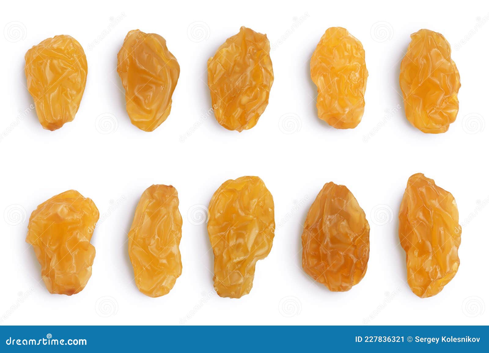 Yellow Raisin Isolated on White Background with Clipping Path. Top View ...