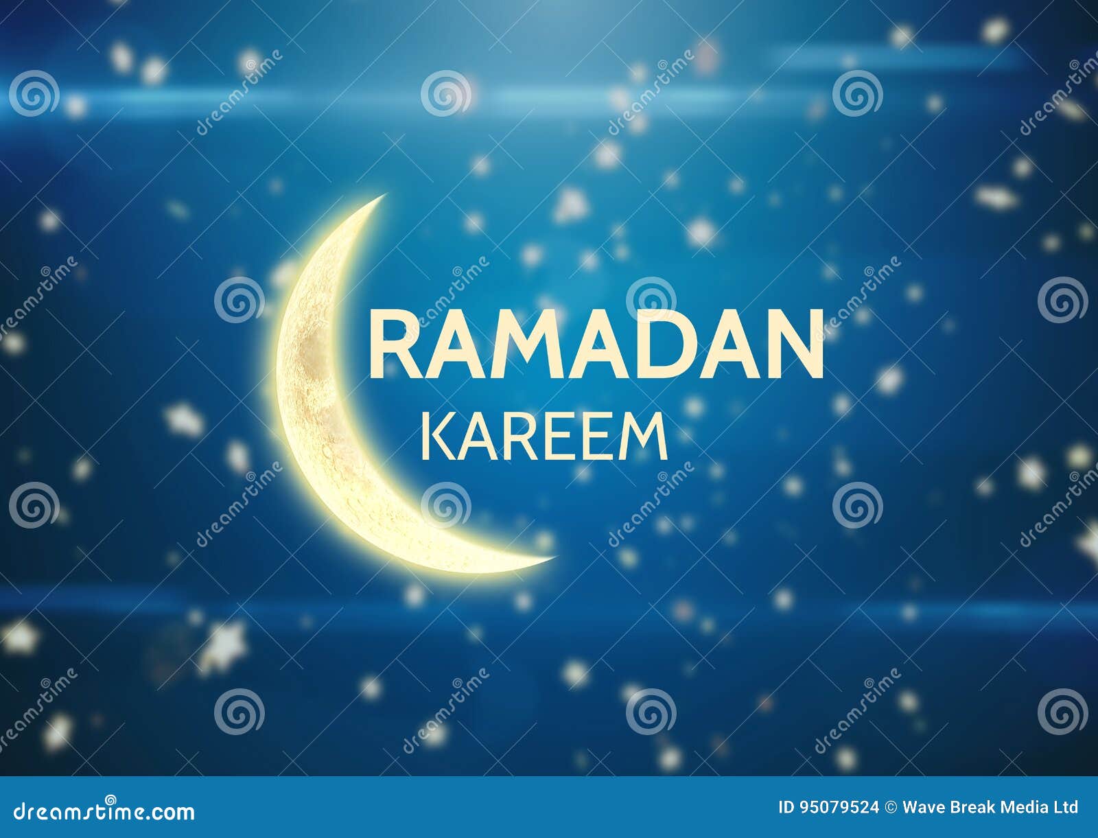 Yellow Ramadan Graphic Against Blue Background with Stars Stock ...