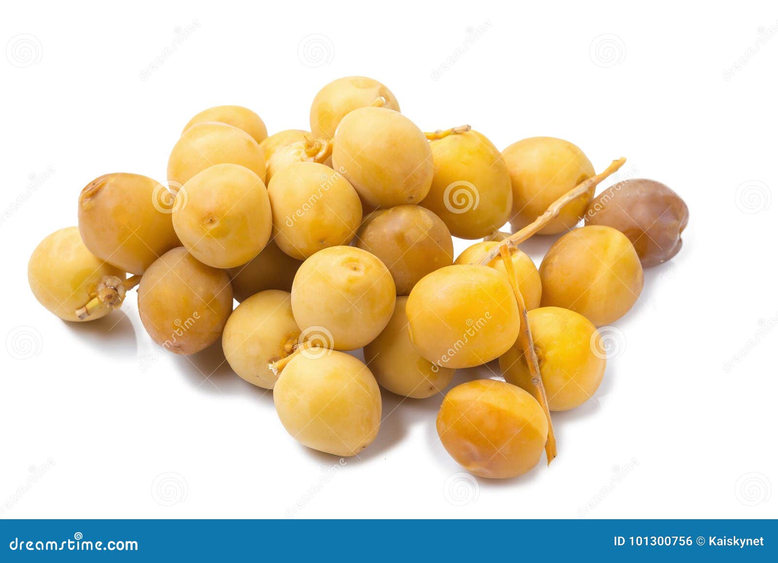 Yellow Raw Dates Isolated on White Background Stock Photo - Image of ...