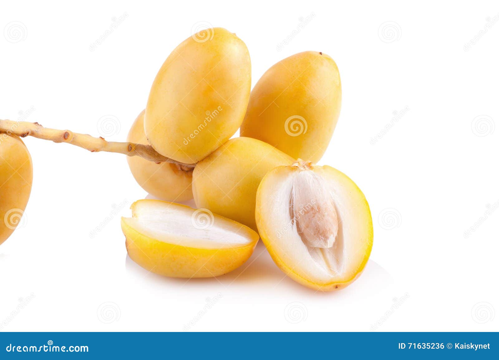Yellow Raw Dates Isolated on White Background Stock Photo - Image of ...