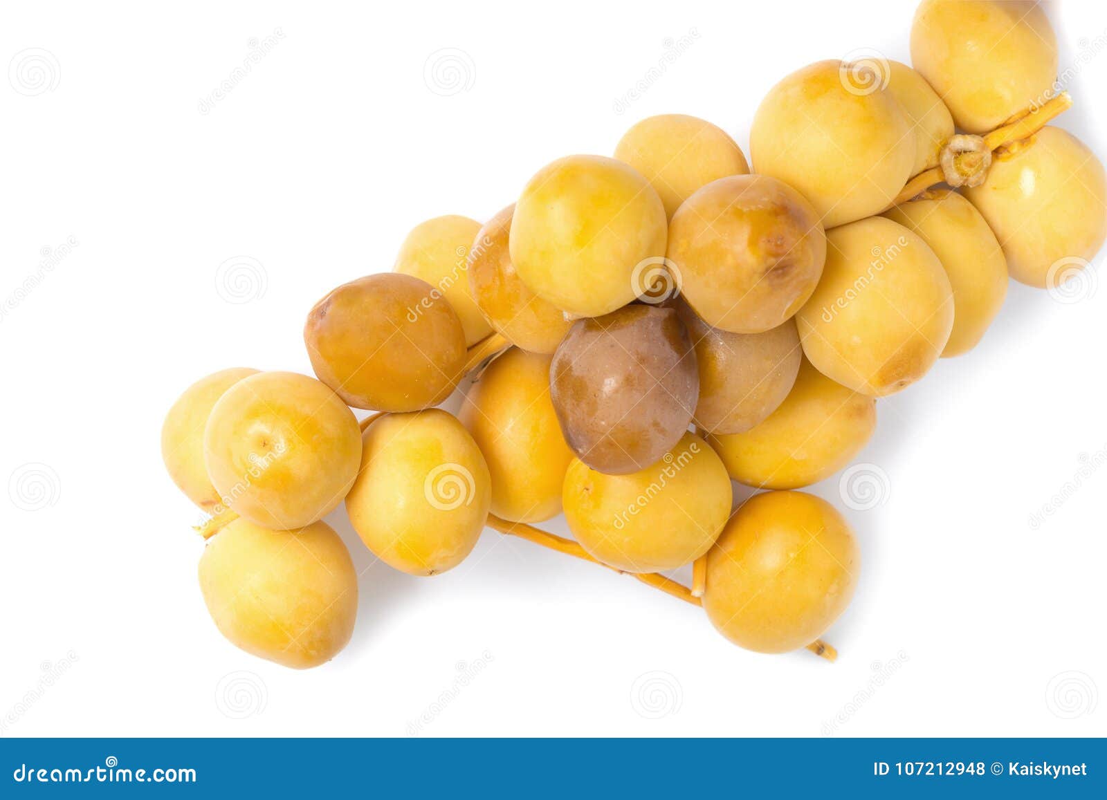 Yellow Raw Dates Isolated on White Background Stock Photo - Image of ...