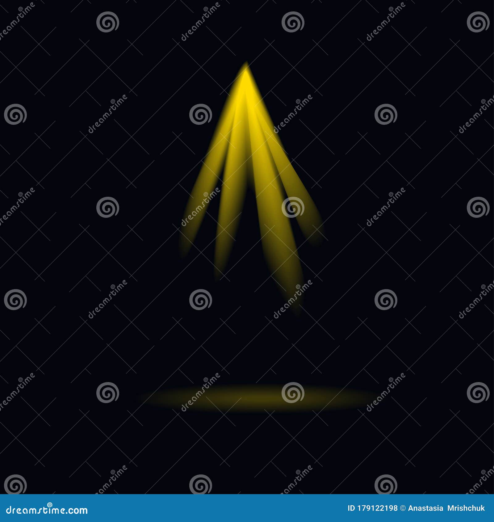 Yellow Ray of Light on Black Background. Vector Illustration Stock ...