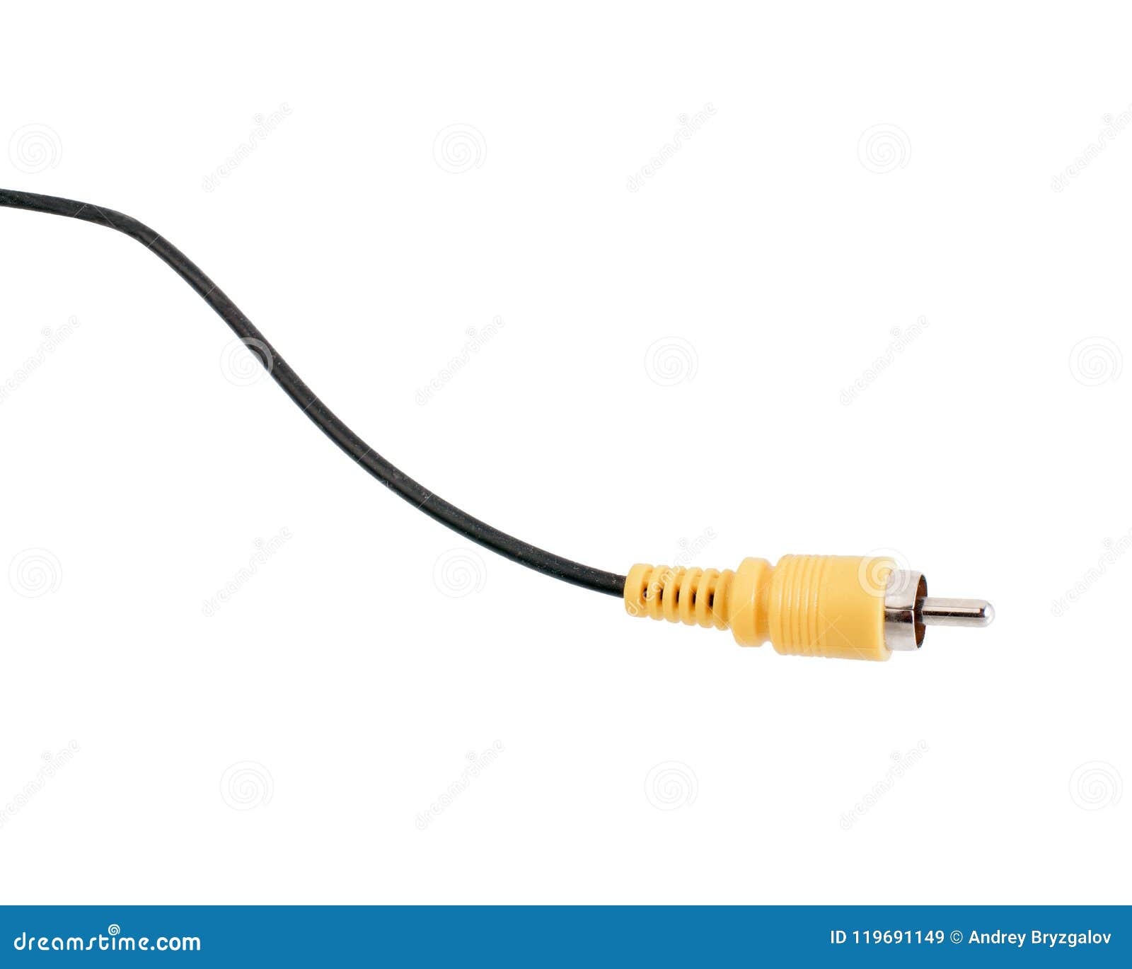 Yellow RCA Jack Cable Isolated on White Background Stock Image - Image ...