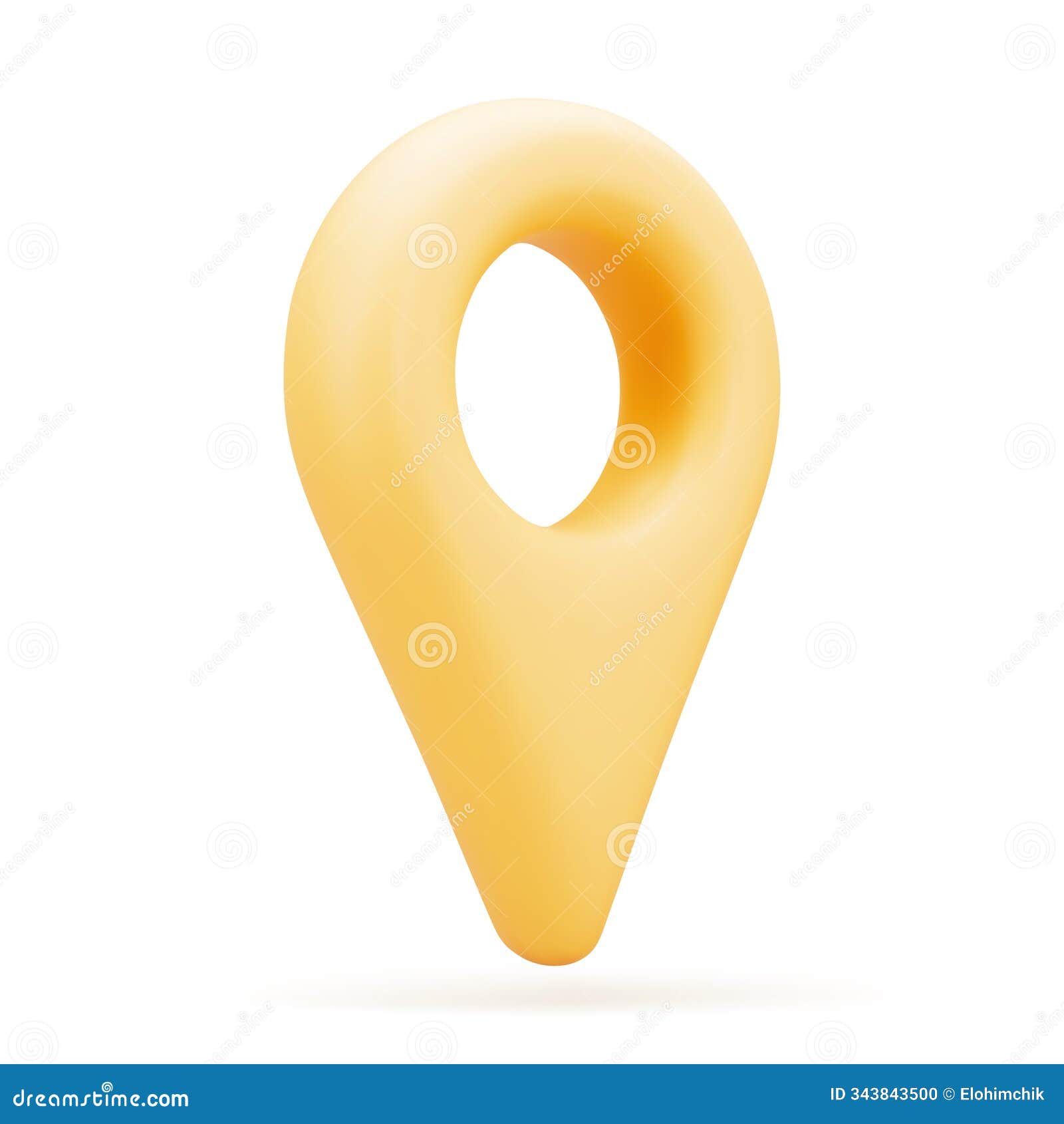 Yellow Realistic 3D Map Pin Pointer Icon. Isolated on a White ...