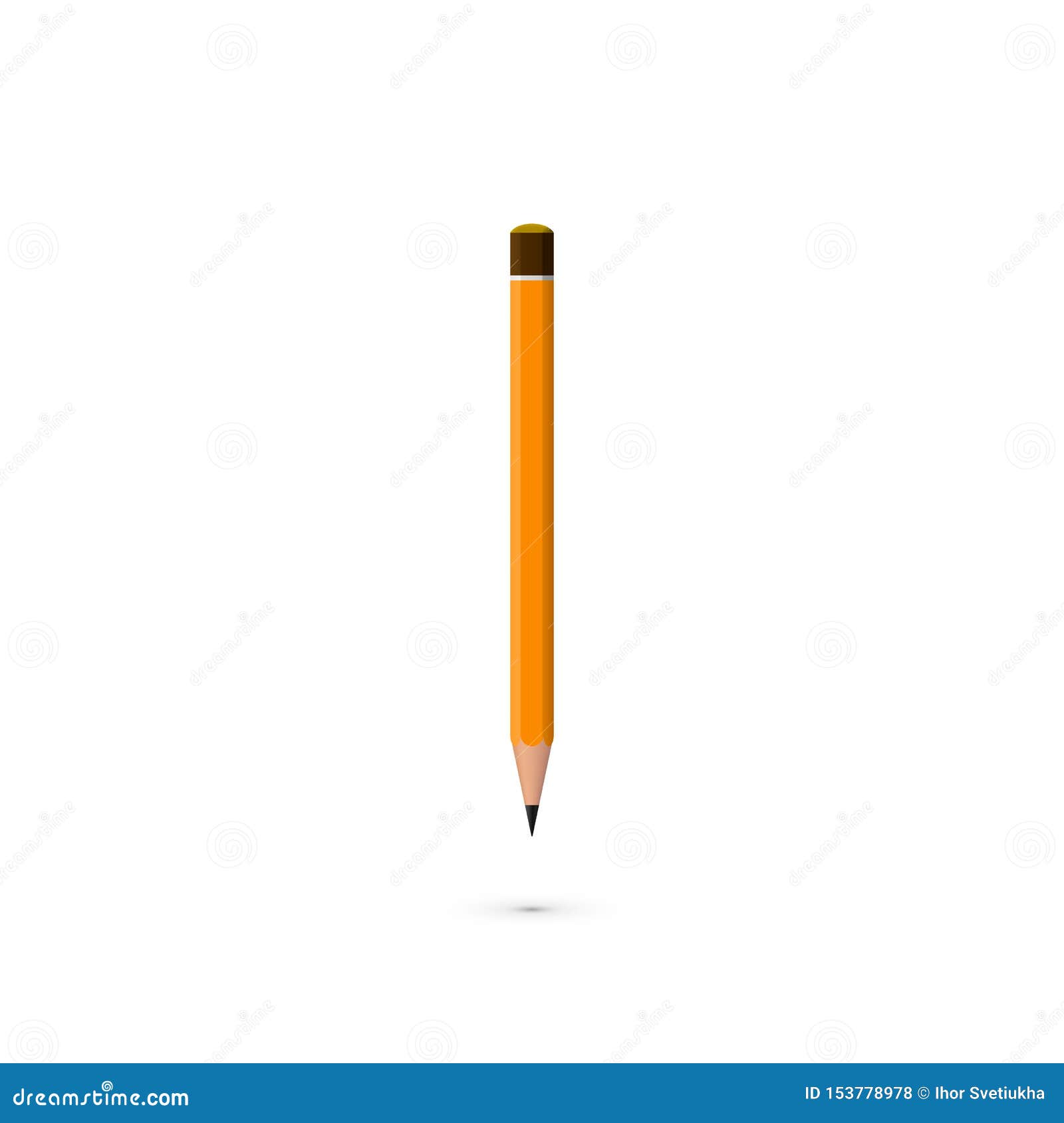 Realistic Red Pencil Sharpened With A Red Rubber On White Background ...