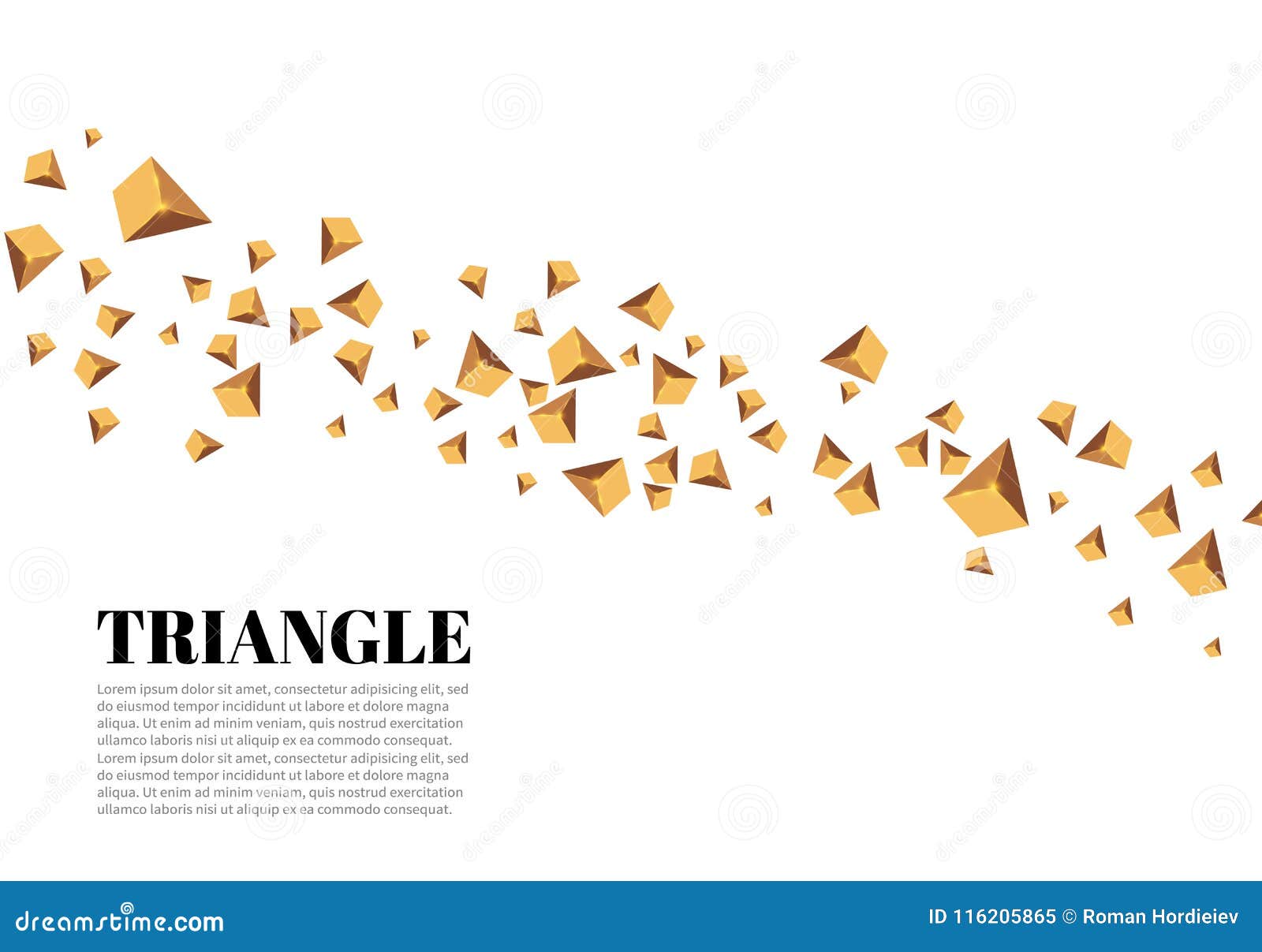 Yellow Realistic Triangles and Golden Light Effects. 3D Effect.motion ...