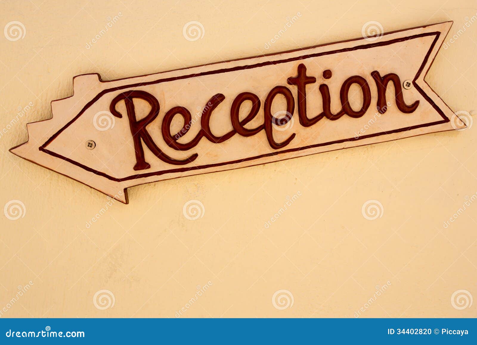 A Yellow Reception Sign Board in a Hotel Stock Photo - Image of ...