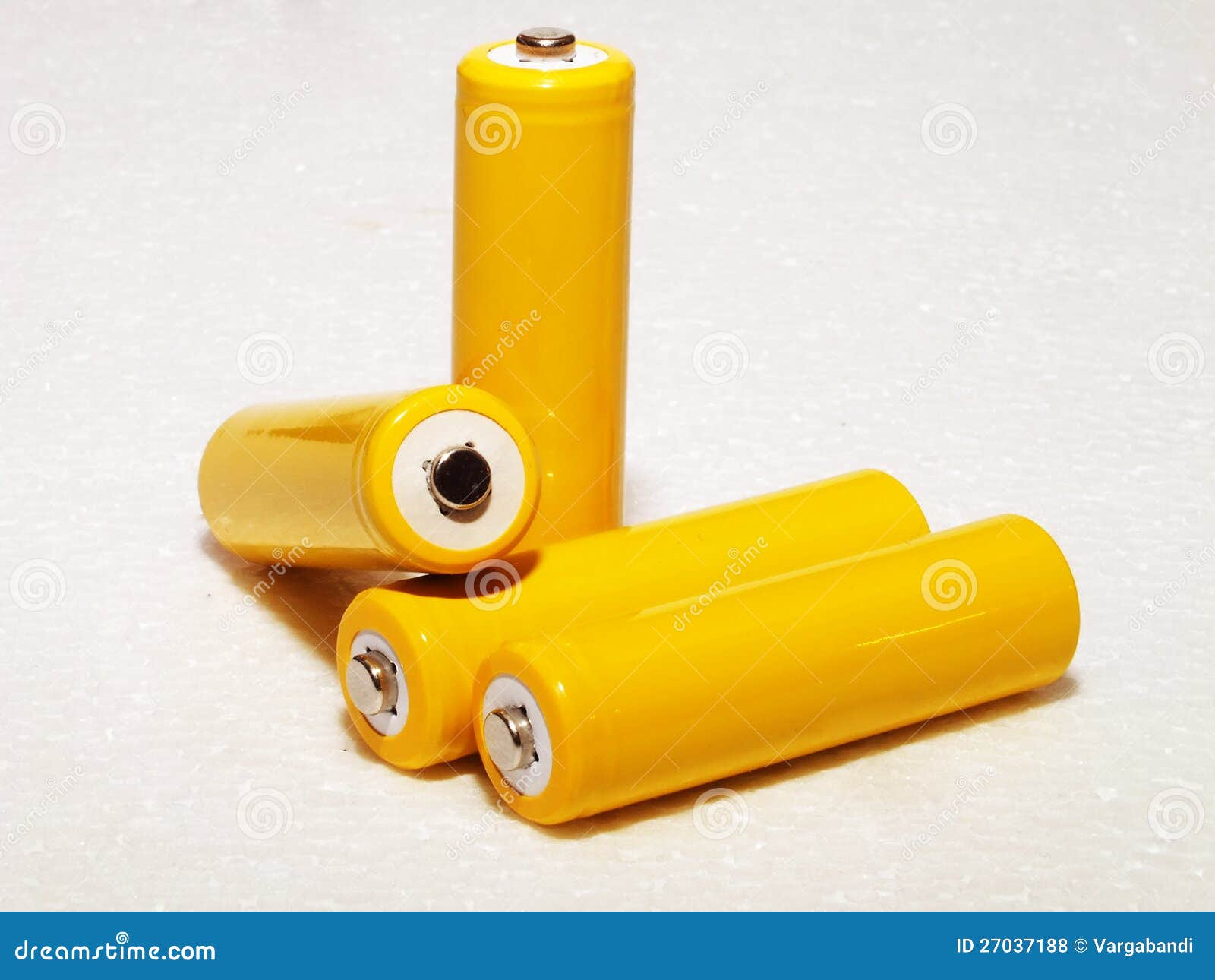 Yellow Rechargeable Batteries Stock Photo - Image of metal ...