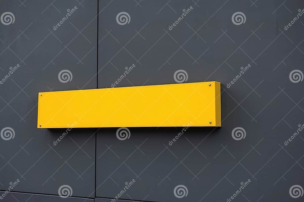 Yellow Rectangular Sign on Dark Background with Copy Space Stock ...